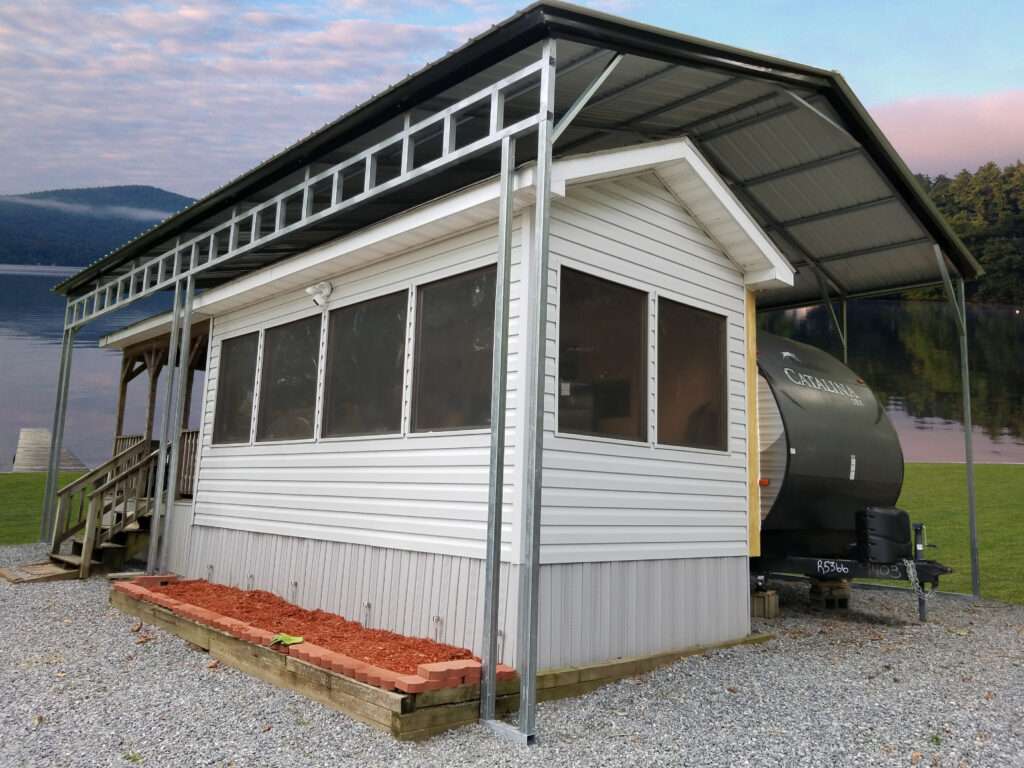 24’x35’x14’ Vertical Roof Metal RV Cover - Prestige Steel Structures