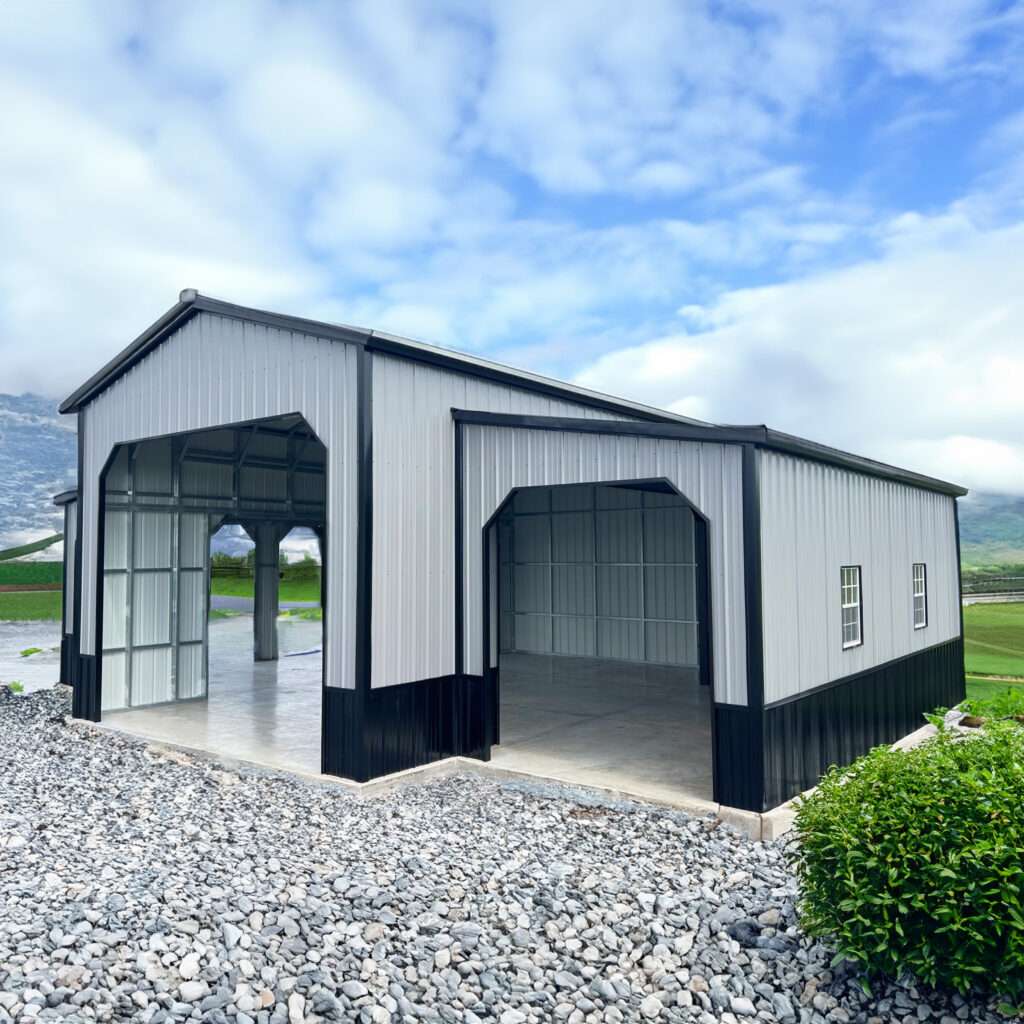 44’x36’x15’ Vertical Drop Down Metal Barn - Prestige Steel Structures
